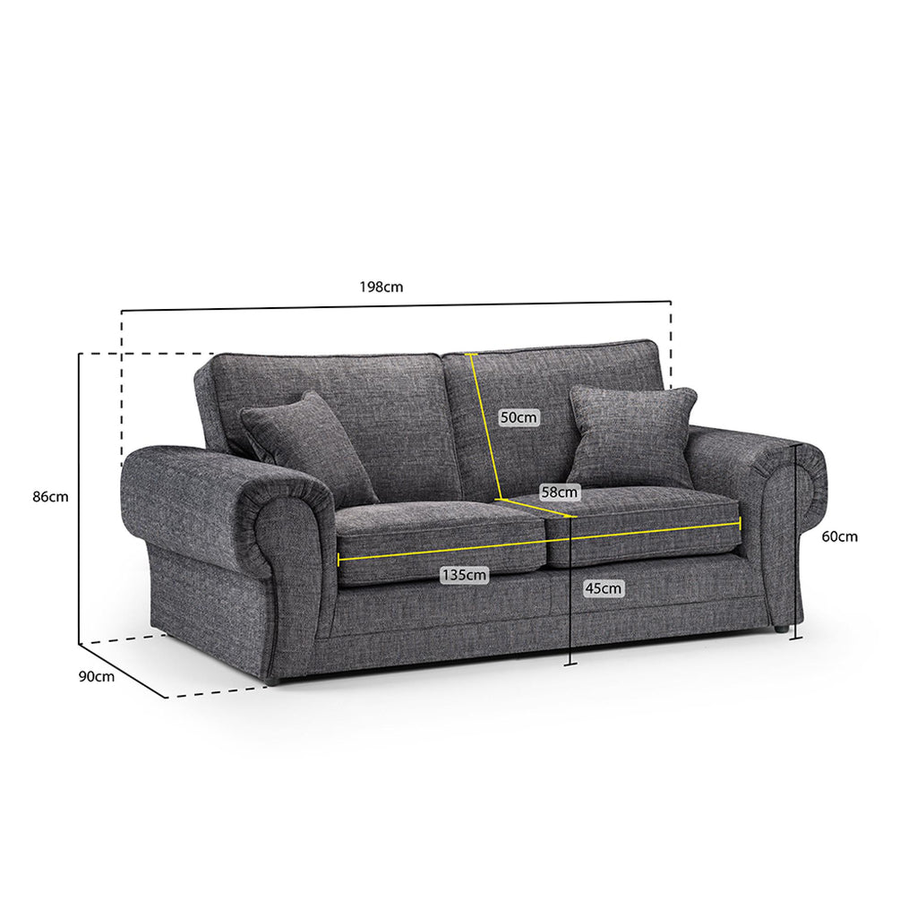 Wilcot Grey Fabric 3 Seater Sofa – Furniture Island
